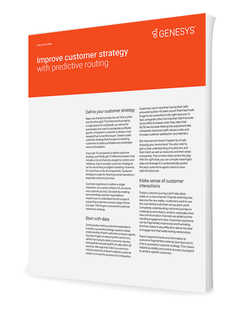 Improve customer strategy with predictive routing | Genesys Improve customer strategy with predictive routing | Genesys