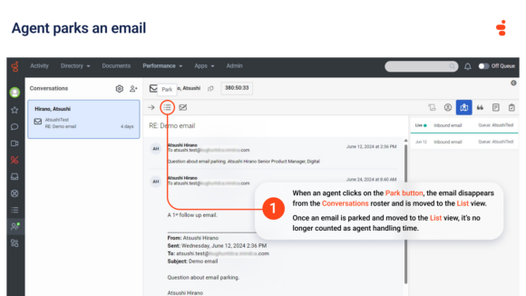 Extend the customer service email support with email parking