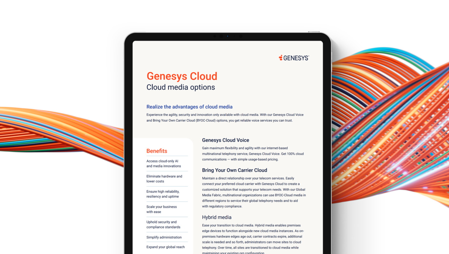 Genesys Cloud cloud media options product overview | Genesys