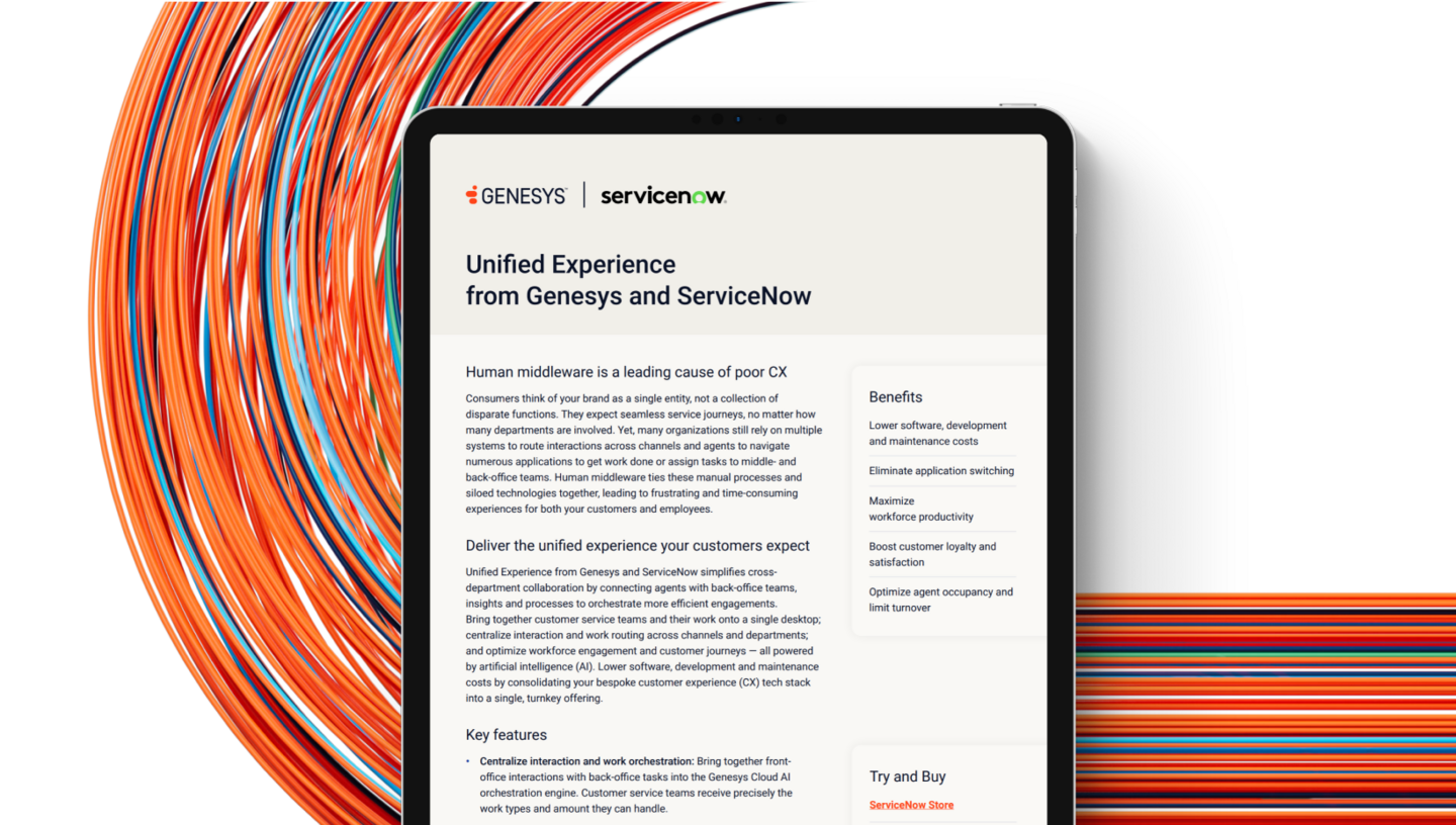 Unified Experience from Genesys and ServiceNow product overview | Genesys