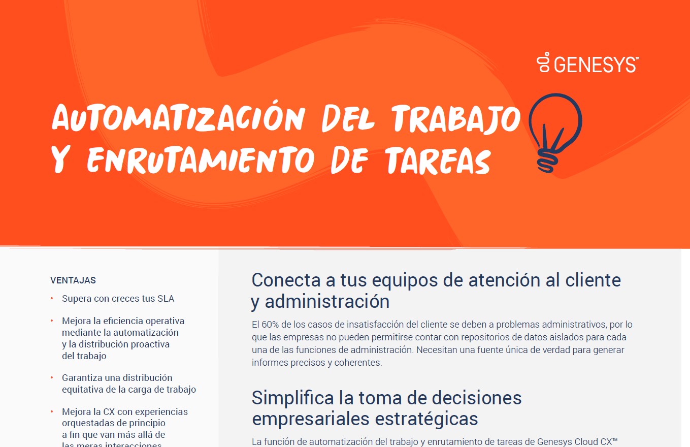 Automatización del trabajo y enrutamiento de tareas | Genesys Automatización del trabajo y enrutamiento de tareas | Genesys